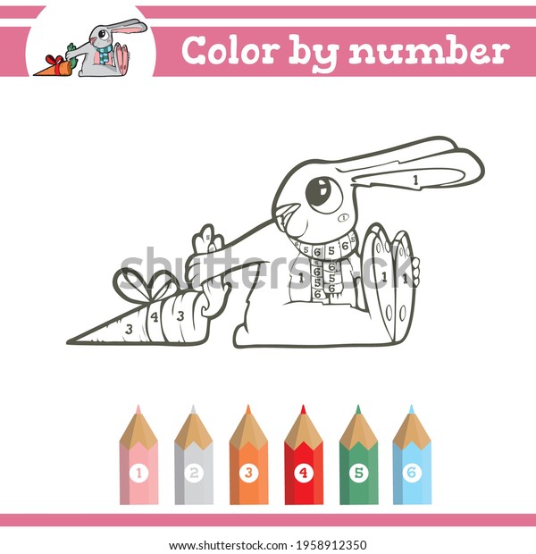 Rabbit Color By Numbers Coloring Page Stock Vector (Royalty Free ...