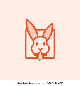 Rabbit Cute Square Frame Animal Vector Stock Vector (Royalty Free ...