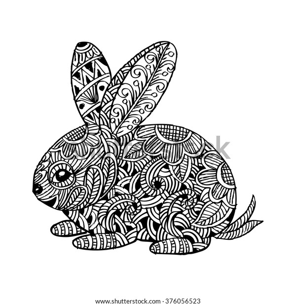 Rabbit Decorative Outline Hand Drawn Zentangle Stock Vector (Royalty ...
