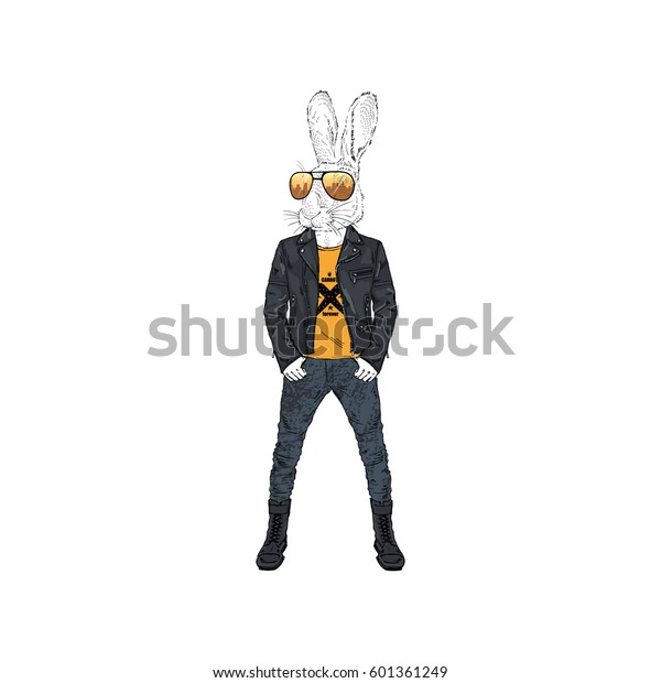 Rabbit Dressed Punk Style Hipster Animal Stock Vector (Royalty Free ...
