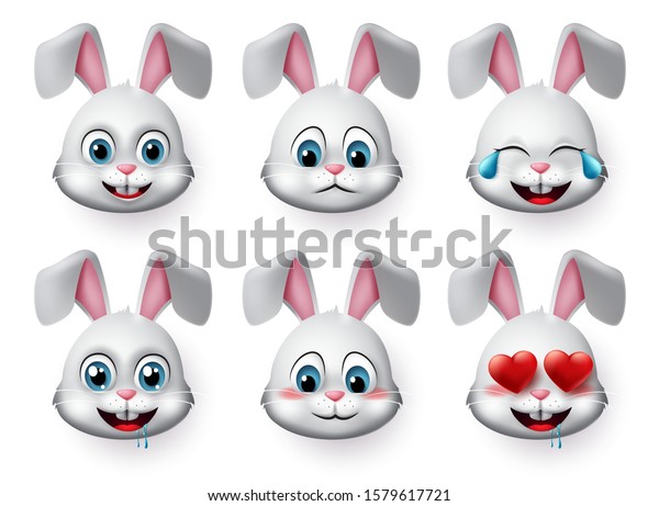 Stock vektor „Rabbit Emojis Vector Set Rabbit Bunny“ (bez autorských ...
