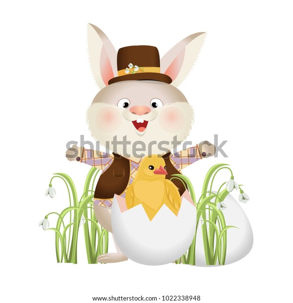 Rabbit Hat Suit Happy Hatch Egg Stock Vector (Royalty Free) 1022338948 ...