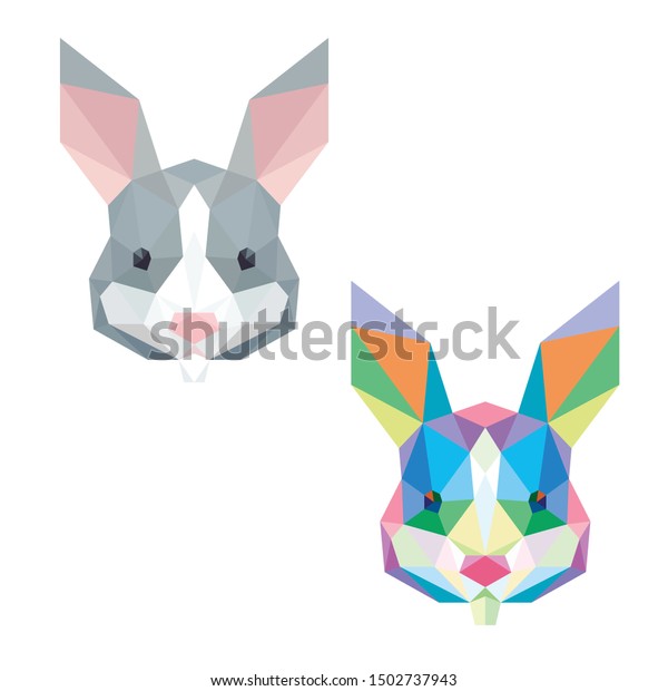 Rabbit Head Face Pop Art Low Stock Vector (Royalty Free) 1502737943 ...