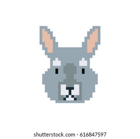 Rabbit Head Pixel Art Style Made Stock Vector (Royalty Free) 616847597 ...