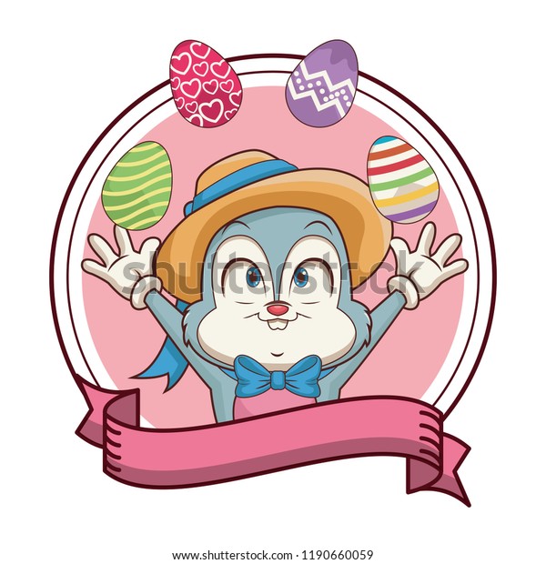Rabbit Juggling Easter Eggs Stock Vector (Royalty Free) 1190660059 ...