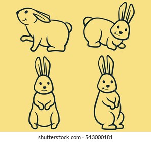 Rabbit Line Art Stock Vector (Royalty Free) 543000181 | Shutterstock