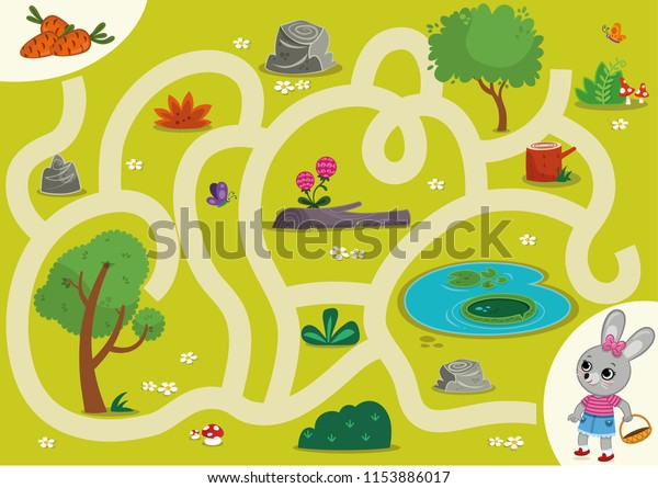 Rabbit Maze Game Children Vector Illustration Stock Vector (Royalty ...
