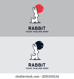 Rabbit Moon Logo Design Illustration Stock Vector (Royalty Free ...