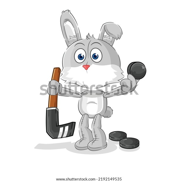 Rabbit Playing Hockey Vector Cartoon Character Stock Vector (Royalty ...