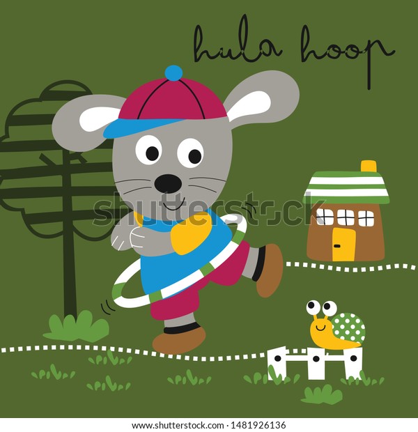 Rabbit Playing Hula Hoop Garden Funny Stock Vector (Royalty Free ...