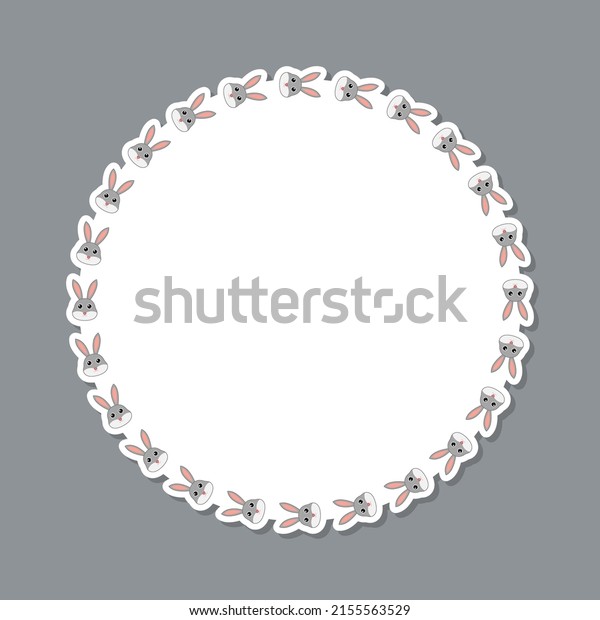 Rabbit Round Frame Banner Poster Greeting Stock Vector (Royalty Free ...