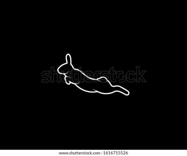 Rabbit Silhouette On Black Background Isolated Stock Vector (Royalty ...