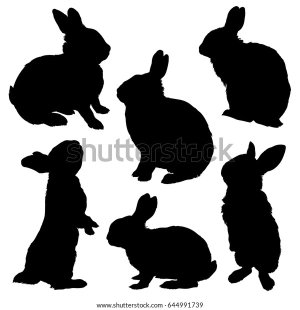 Rabbit Silhouette Set Vector Illustration Stock Vector (Royalty Free ...