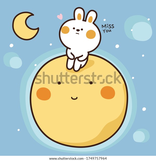 Rabbit Sit On Planet Miss You Stock Vector (Royalty Free) 1749757964 ...