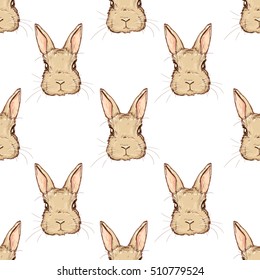 Rabbit Sketch Vector Illustration Seamless Pattern Stock Vector ...