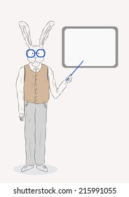 Rabbit Teaching Whiteboard Vector Illustration Stock Vector (Royalty ...
