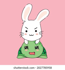 Rabbit Turtle Cartoon Cute 02 Stock Vector (Royalty Free) 2027785958 ...