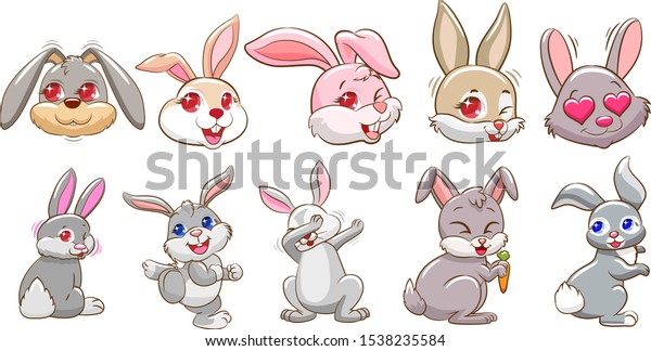 Rabbit Vector Set Clipart Design 스톡 벡터(로열티 프리) 1538235584 | Shutterstock