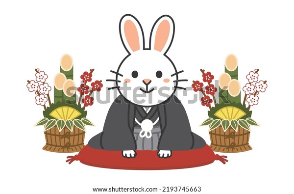 Rabbit Wearing Kimono Bow Deeply 2023 Stock Vector (Royalty Free ...