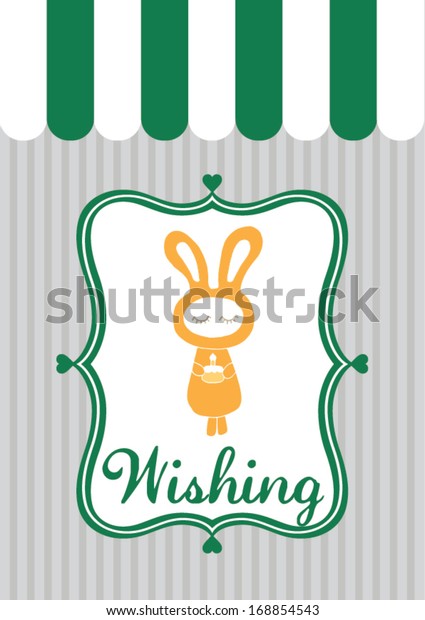 Rabbit Wishing Poster Template Vectorillustration Layout: เวกเตอร์สต็อก ...