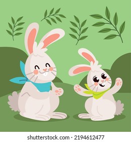 Rabbits Grass Cartoon Stock Vector (Royalty Free) 2194612477 | Shutterstock