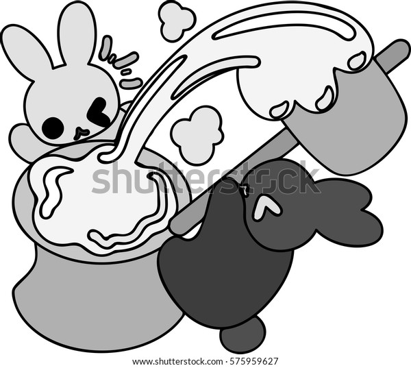 Rabbits Making Rice Cakes Stock Vector (Royalty Free) 575959627 ...