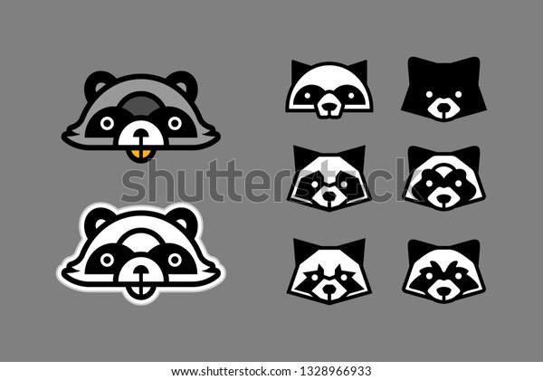 Raccoons Logo Set Vector Stock Vector (Royalty Free) 1328966933 ...