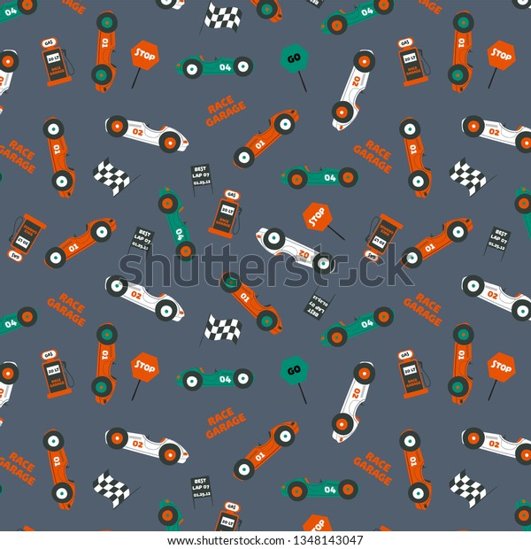 Race Car Pattern Kids Tshirt Print Stock Vector (Royalty Free ...