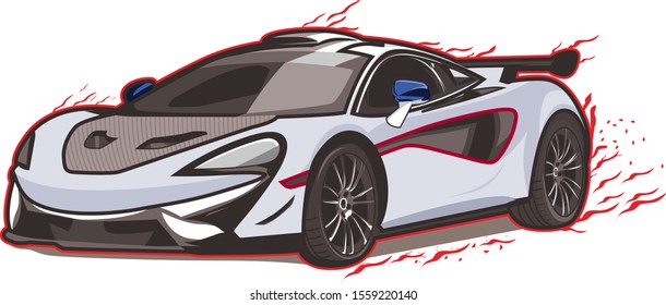 Super Car Cartoon Vector Illustration: เวกเตอร์สต็อก (ปลอดค่าลิขสิทธิ์ ...