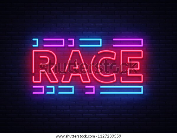 Race Neon Sign Vector Racing Design Stock Vector (Royalty Free ...