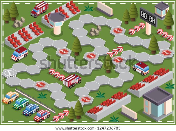 Race Track Board Game Isometric Isolated Stock Vector (Royalty Free ...