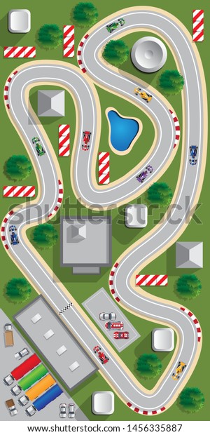 Race Track View Above Vector Illustration Stock Vector (Royalty Free ...