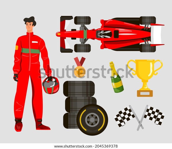 Racer Cartoon Character Vector Illustrations Set Stock Vector (Royalty ...