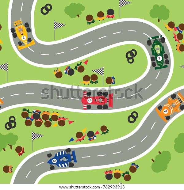 Racer Championship Seamless Pattern Racing Illustration Stock Vector ...