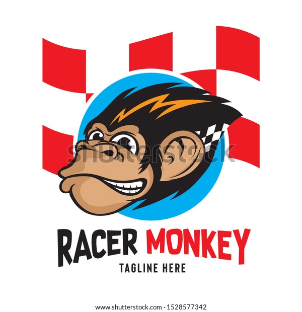 Racer Monkey Logo Colourful Racing Flag Stock Vector (Royalty Free ...