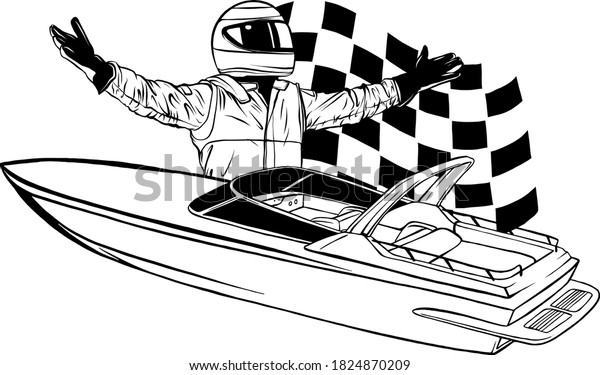 Racing Boat Top View Vector Applique Stock Vector (Royalty Free ...