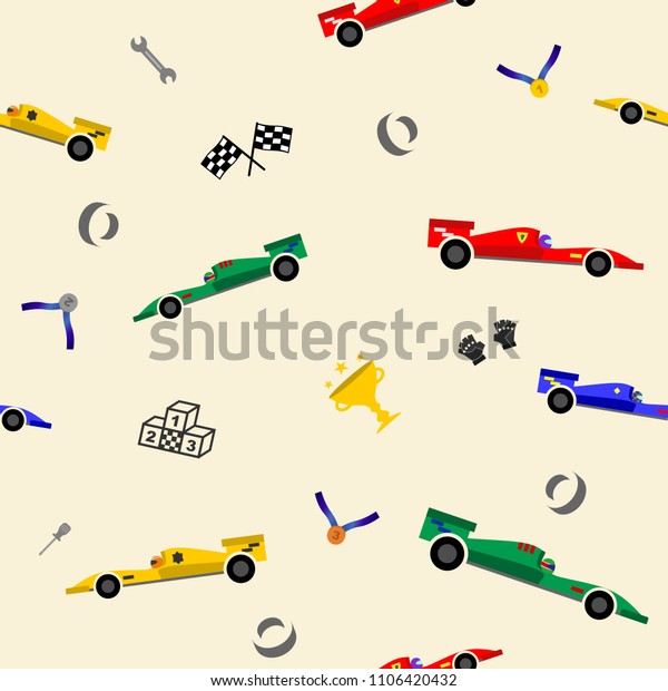 Racing Car Seamless Pattern Colorful Cartoon Stock Vector (Royalty Free ...