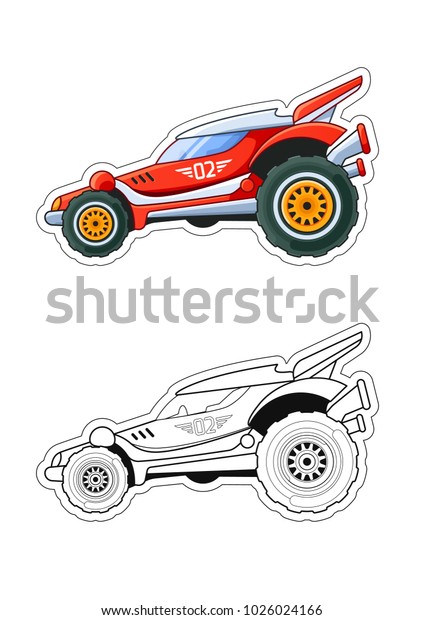 Racing Car Side View Coloring Book Stok Vektör (Telifsiz) 1026024166 ...