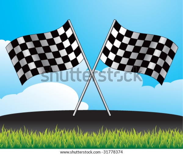 Racing Checkered Flag On Racetrack Stock Vector (Royalty Free) 31778374 ...