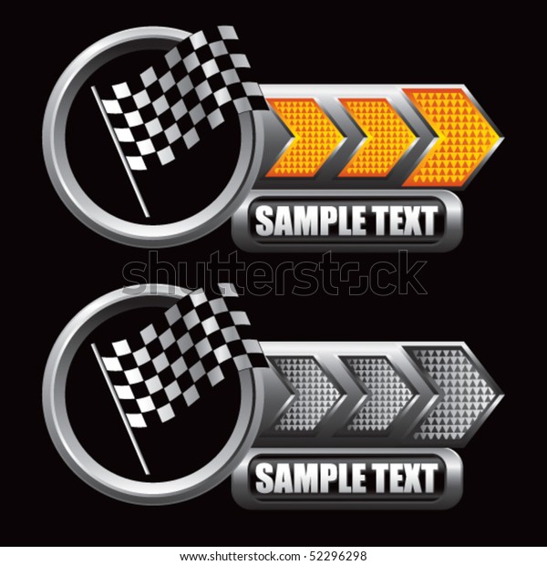 Racing Checkered Flag Orange Gray Arrows Stock Vector (Royalty Free ...