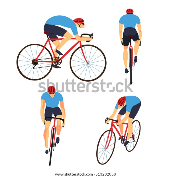 Racing Cyclist Action Set Fast Road Stock Vector (Royalty Free) 513282058