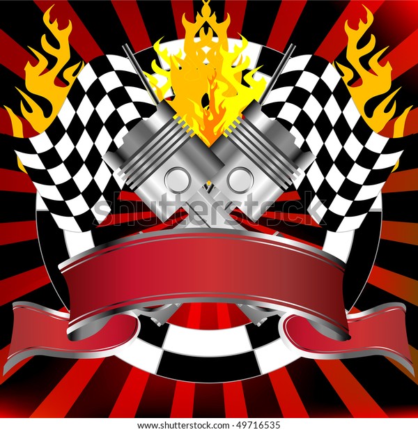 Racing Emblem Red Rally Flags Banner Stock Vector (Royalty Free ...