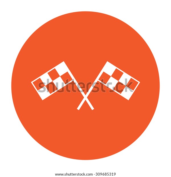 Racing Flag Flat White Symbol Orange Stock Vector (Royalty Free ...