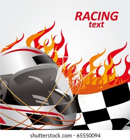 Racing Flag Helmet Flames Fire Stock Vector (Royalty Free) 65550094 ...