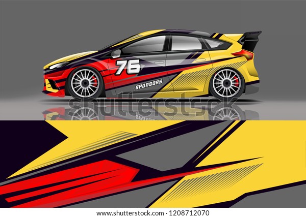Racing Hatchback Car Wrap Decal Sticker Stock Vector (Royalty Free ...