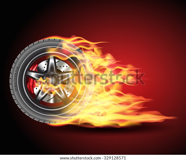 Racing Hot Wheels Burning Wheel Tire Stock Vector (Royalty Free ...