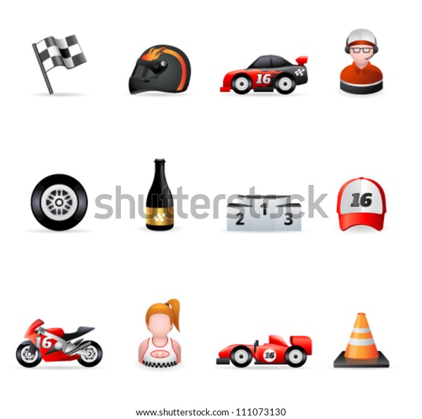 Racing Icon Series Transparent Shadows Placed Stock Vector (Royalty ...