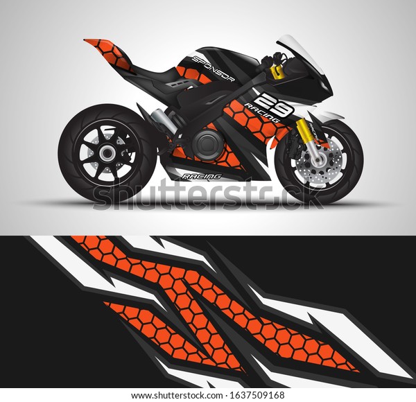 Racing motorcycle wrap decal and vinyl sticker design. Concept graphic ...