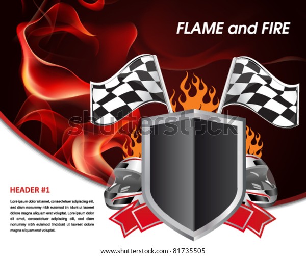Racing Poster Flames Fire Racing Flag: เวกเตอร์สต็อก (ปลอดค่าลิขสิทธิ์ ...