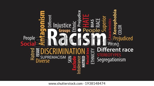 Racism Word Cloud On Black Background Stock Vector (Royalty Free ...